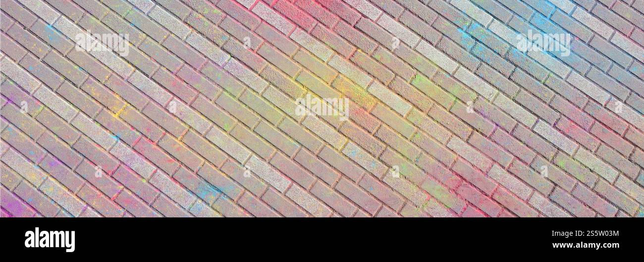 Multi colored earth, paving slabs, powder coated with dry colors at the ...