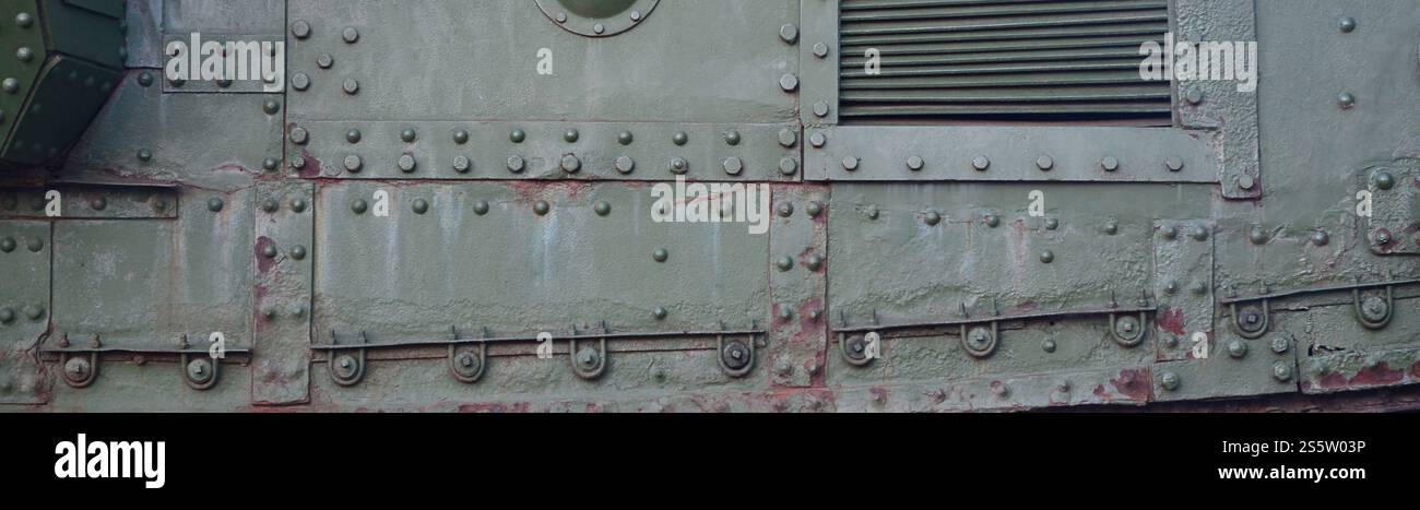 Abstract green industrial metal textured background with rivets and ...