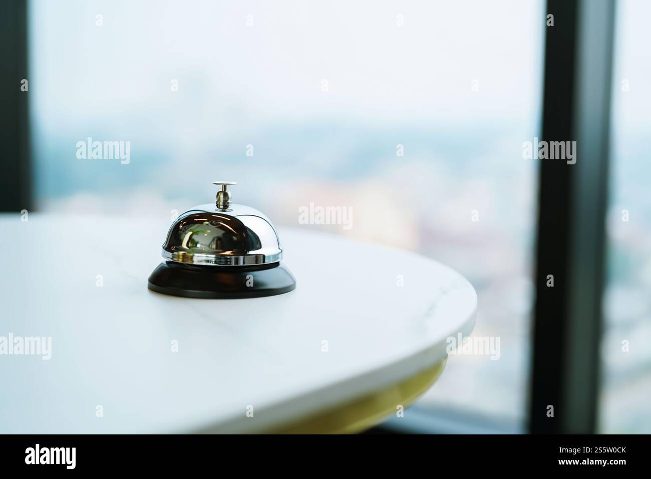 Hotel reception counter desk with service bell. front desk bell for ...