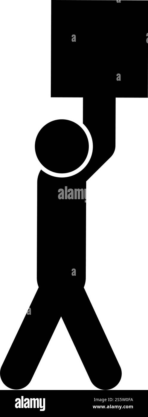 Man carries load in his arms above himself Stick work on delivery ...