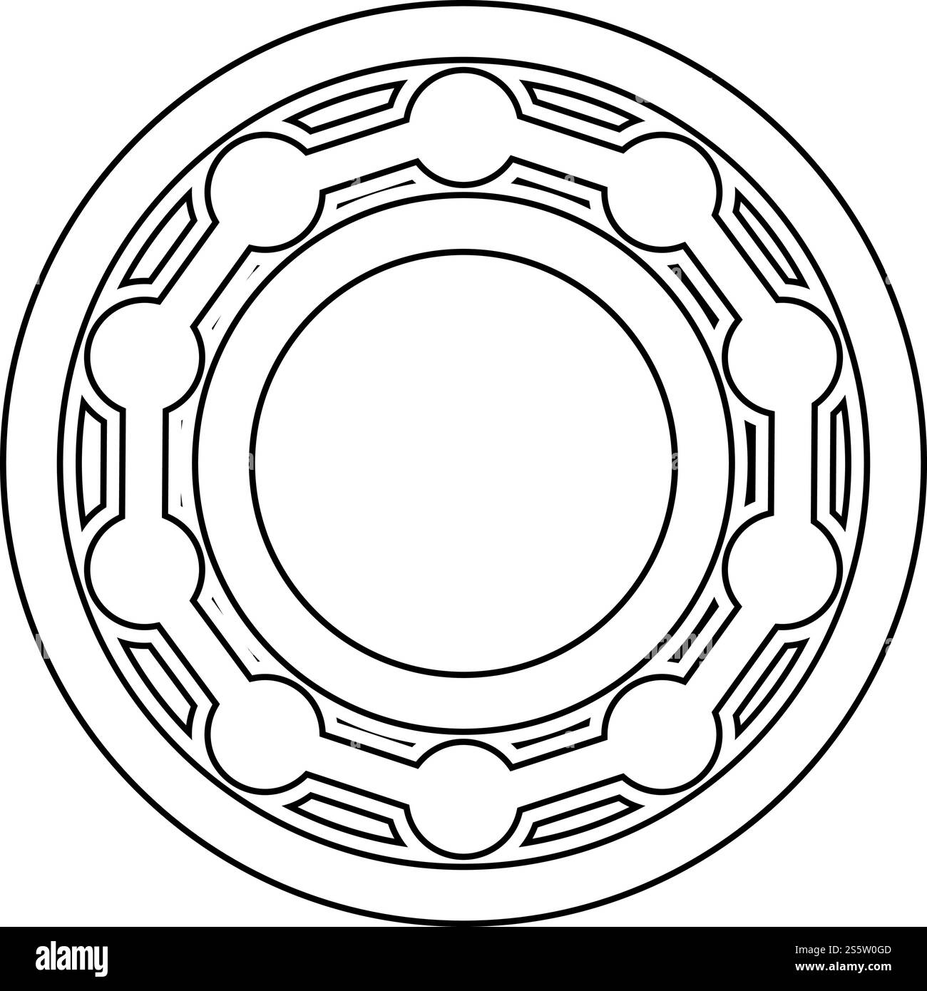 Bearing with ball in side view icon outline black color vector ...