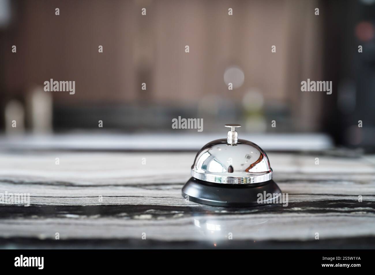 Hotel reception counter desk with service bell. front desk bell for ...