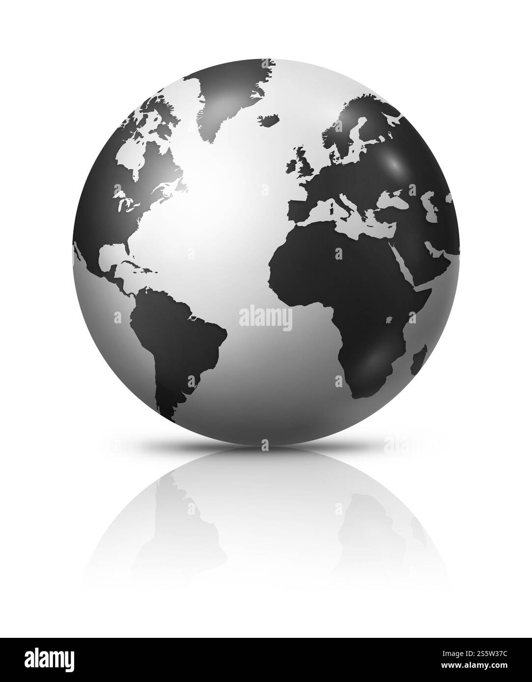 Black earth globe isolated on white background. 3D illustration. Black ...
