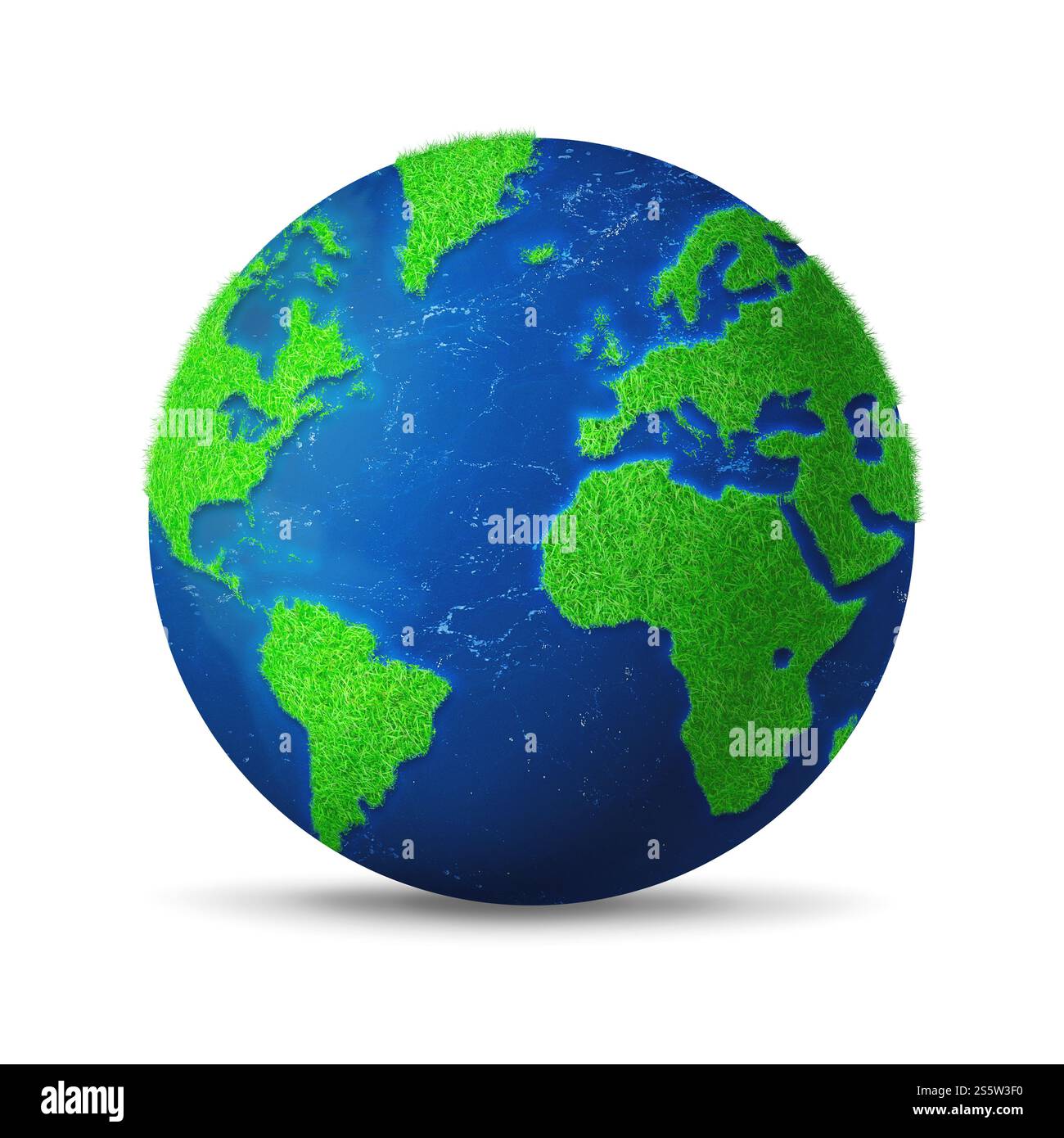World globe covered with grass and water isolated on white background ...