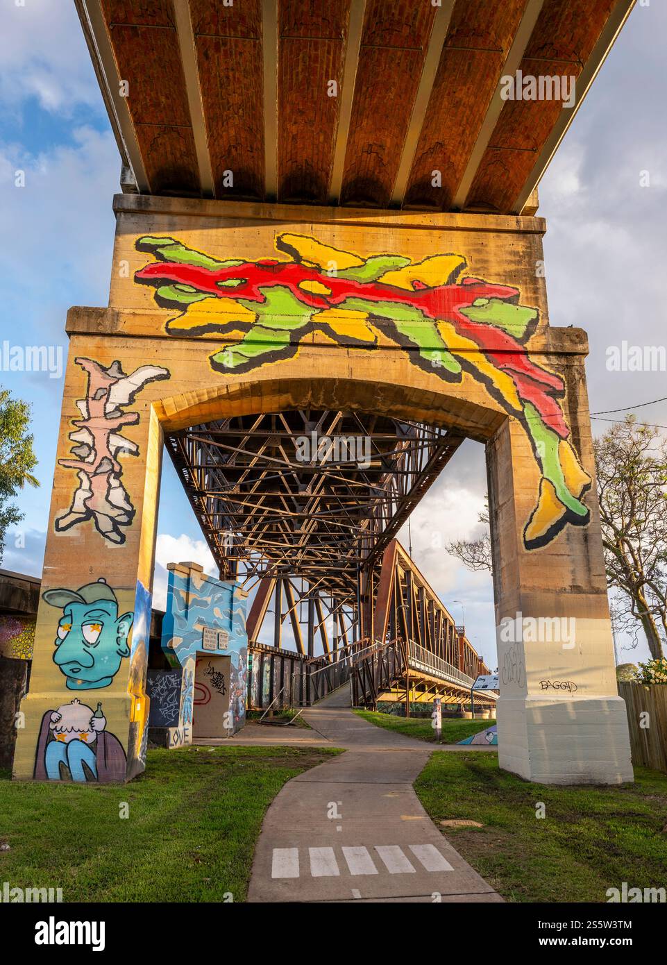 Old Railway bridges covered in street art paintings and graffiti in ...