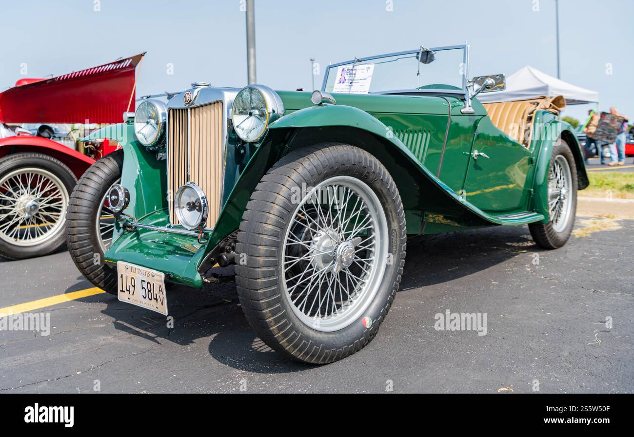 Chicago, Illinois, USA - September 08, 2024: MG TC roadster two seater ...