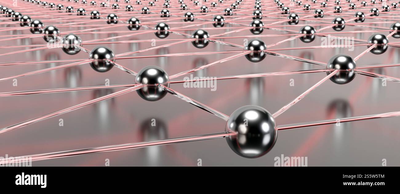 network route through golden spheres, abstract banner of worldwide ...