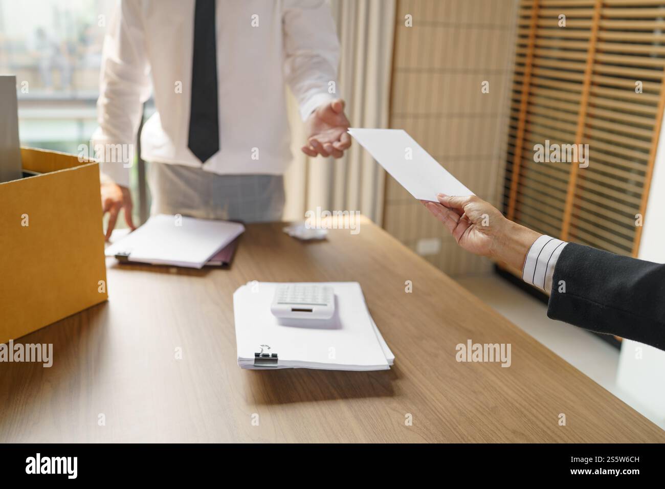 Quit Job Business man sending resignation letter and packing Stuff ...