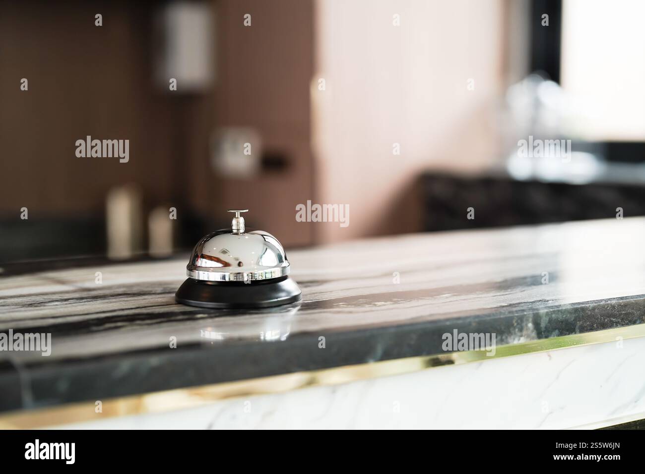 Hotel reception counter desk with service bell. front desk bell for ...