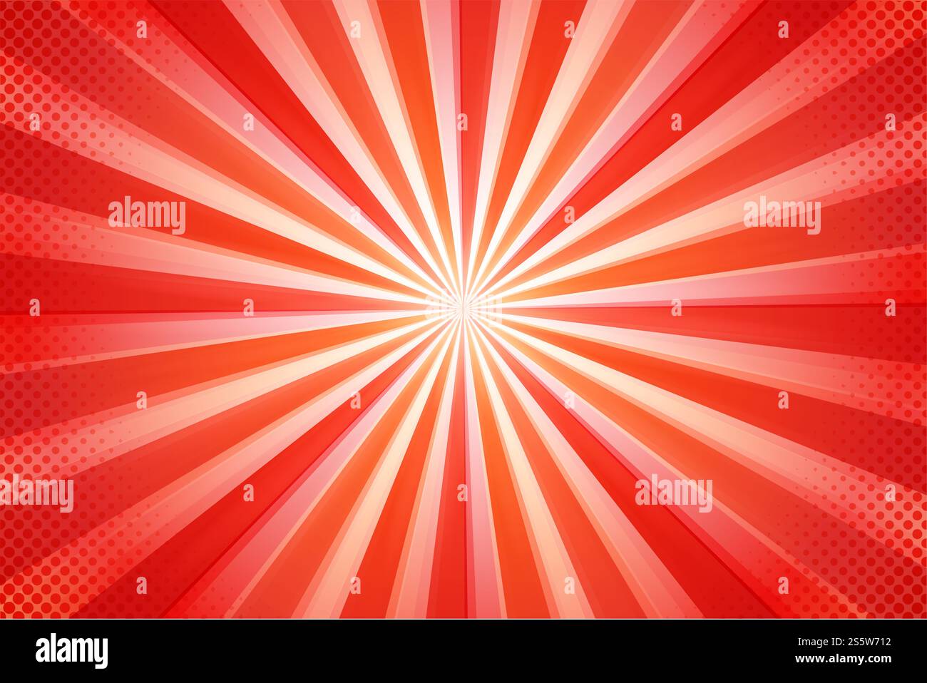 Cartoon abstract background Beautiful red sun rays Stock Photo - Alamy