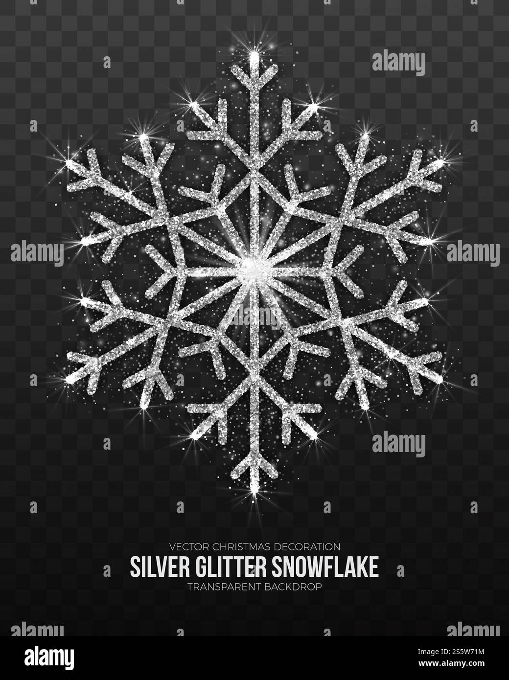 Christmas Decoration Elegant Shining Silver Snowflake On Transparent ...