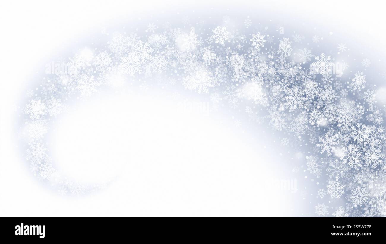 Magic Swirling Snowflakes And Lights Overlay On Light Blue Background ...