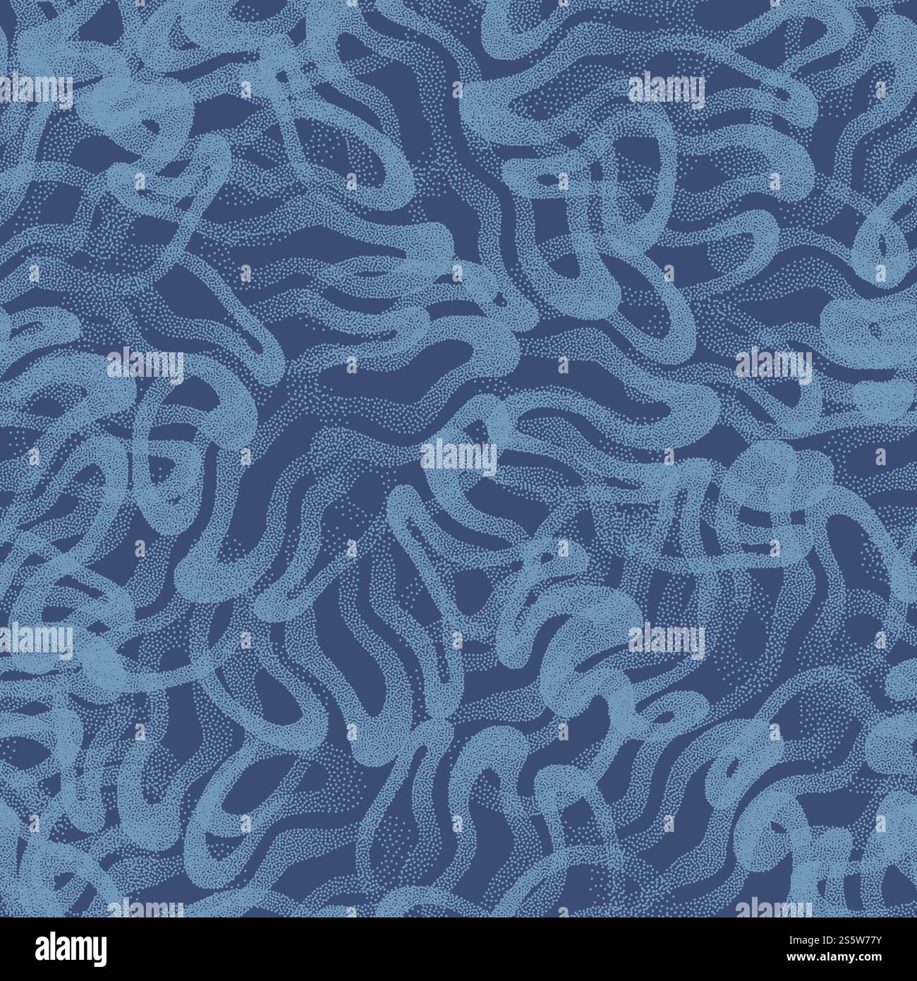 Trendy Seamless Pattern Tangled Lines Stippled Texture Blue Abstract ...