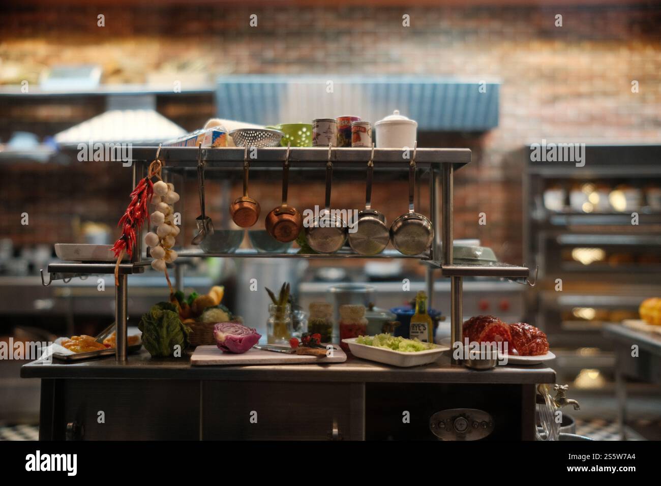 Miniature tilt shift commercial kitchen Stock Photo - Alamy