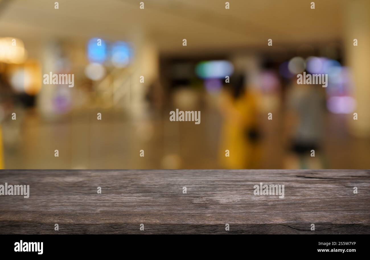 Empty wood table top and blur of out door garden background Empty ...