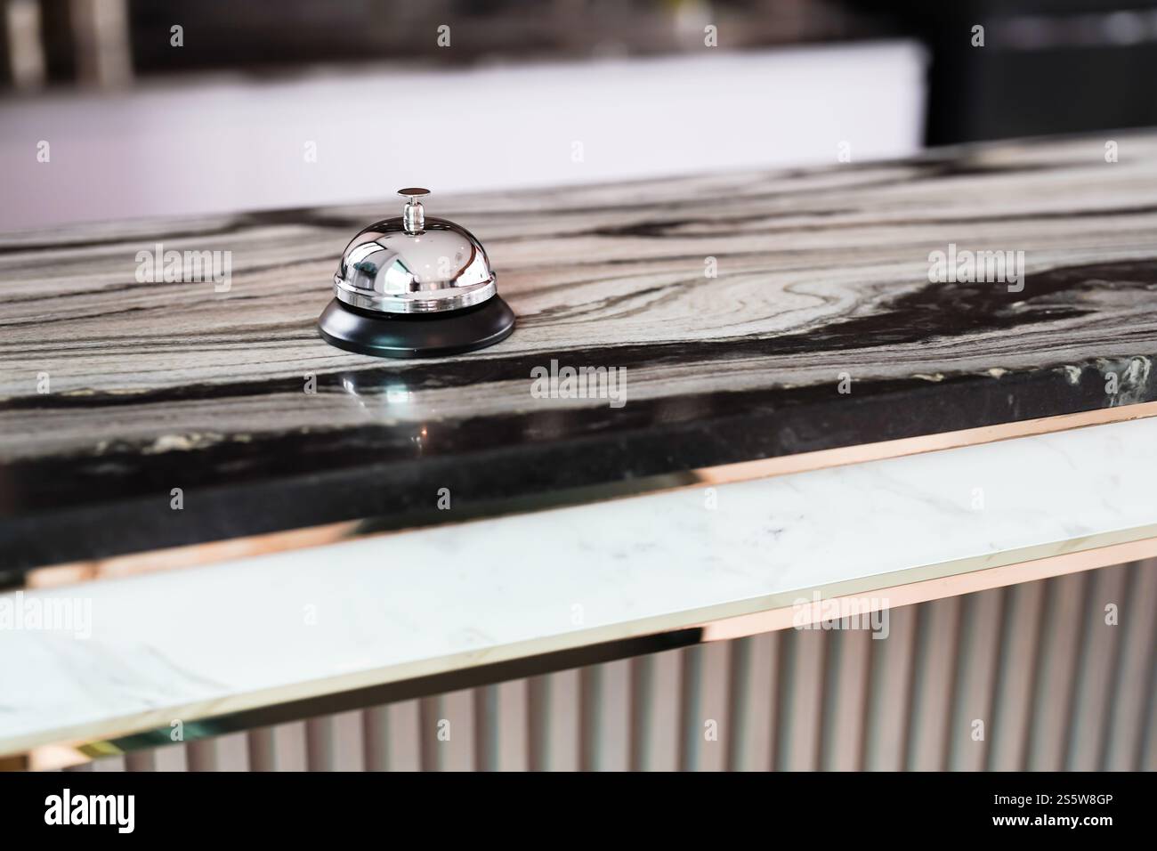 Hotel reception counter desk with service bell. front desk bell for ...