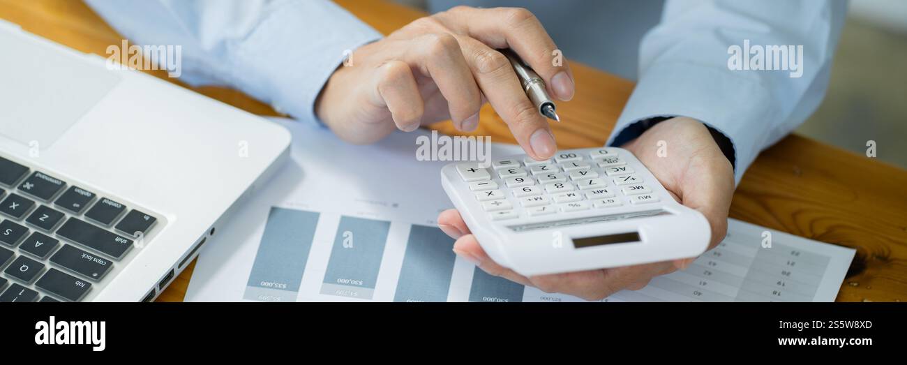 Business man Accountant investment risk analysis. saving money for ...