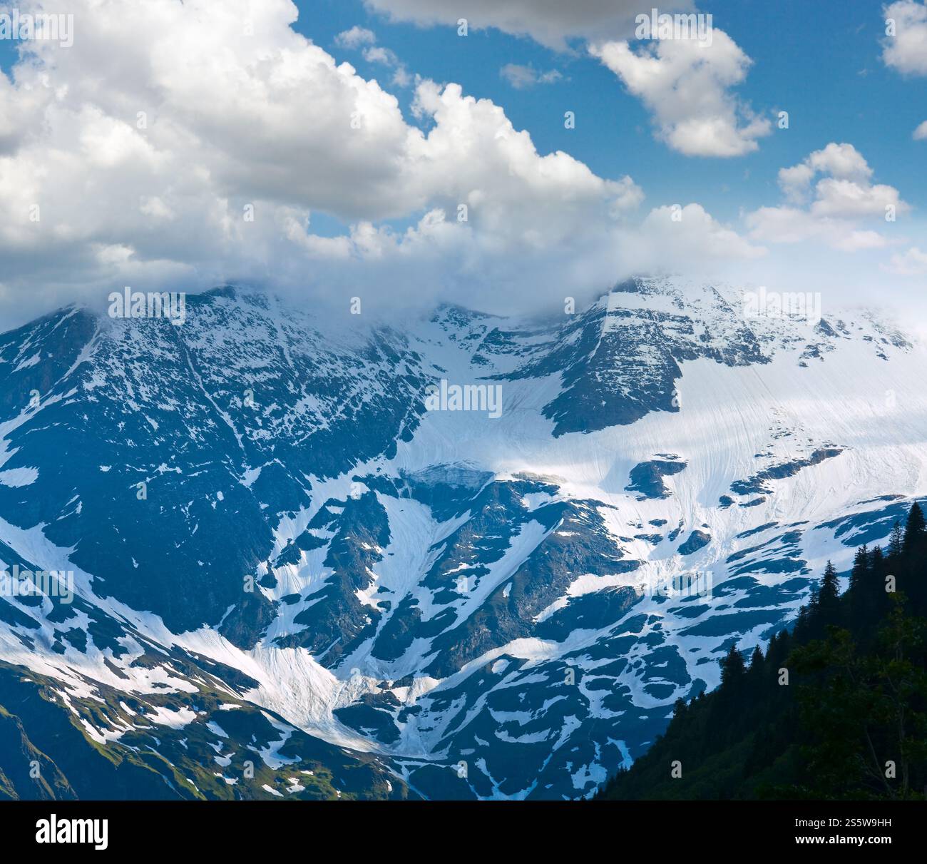 Summer (June) Alp mountain tops view from Grossglockner High Alpine ...