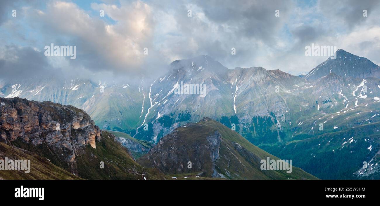 Summer (June) Alp mountain tops panorama from Grossglockner High Alpine ...