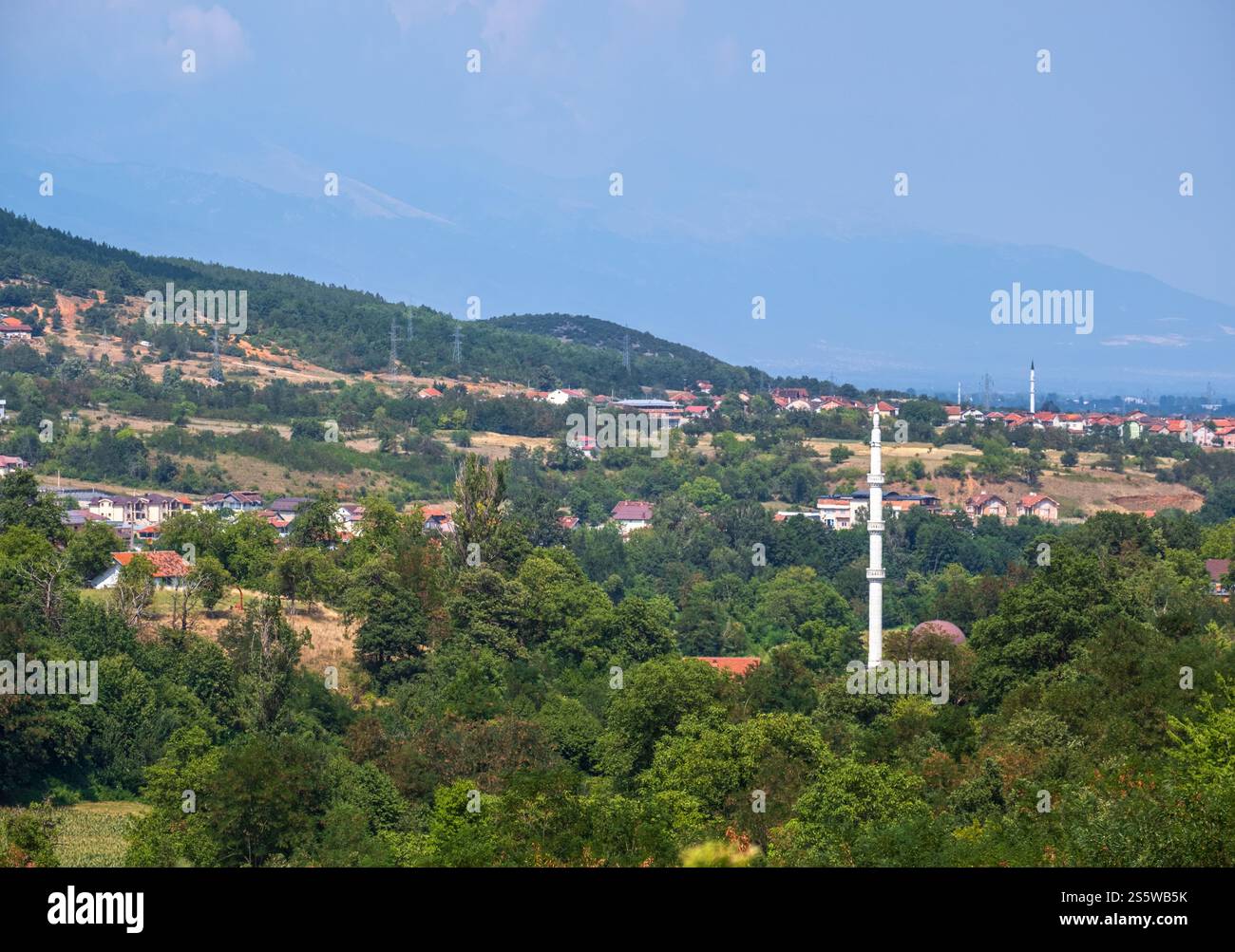 Summer Balkan mountains village countryside view in North Macedonia ...