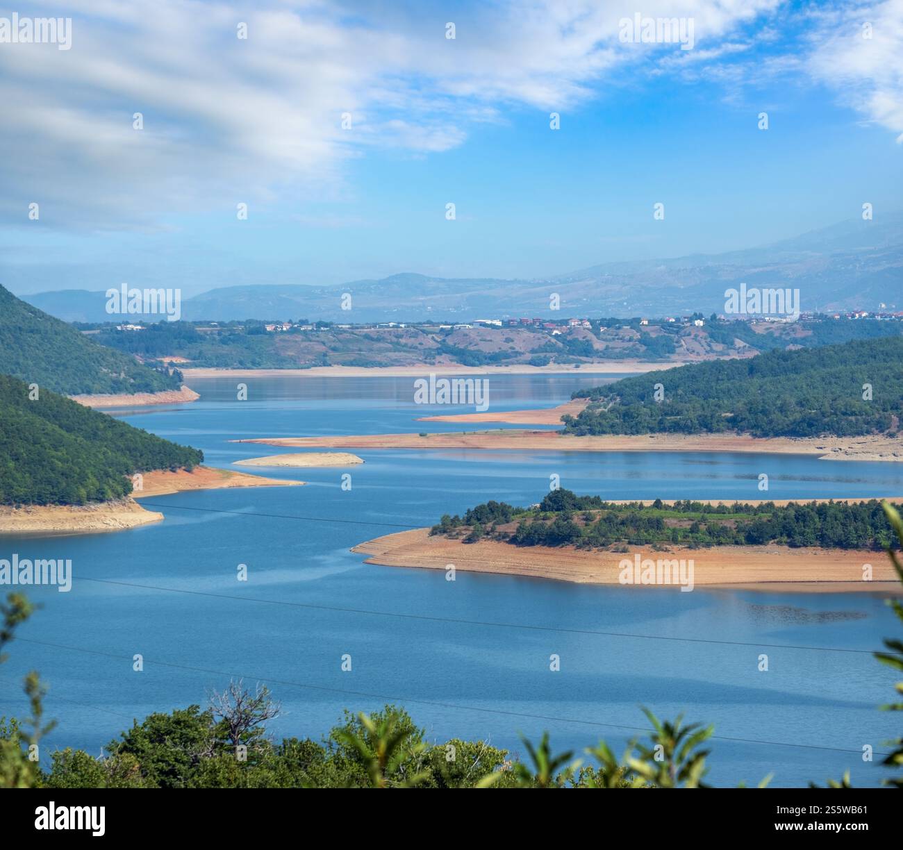 Debar lake summer countryside landscape with mountains background ...