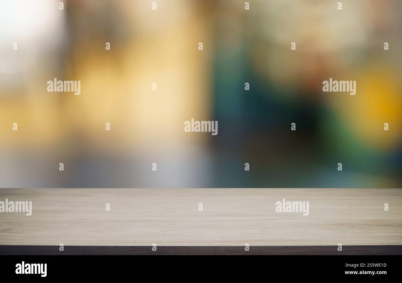 Empty wood table top and blur of out door garden background Empty ...