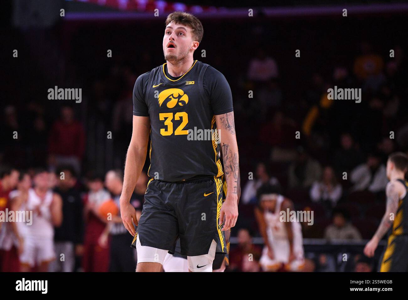 LOS ANGELES, CA - JANUARY 14: Iowa Hawkeyes forward Owen Freeman (32 ...
