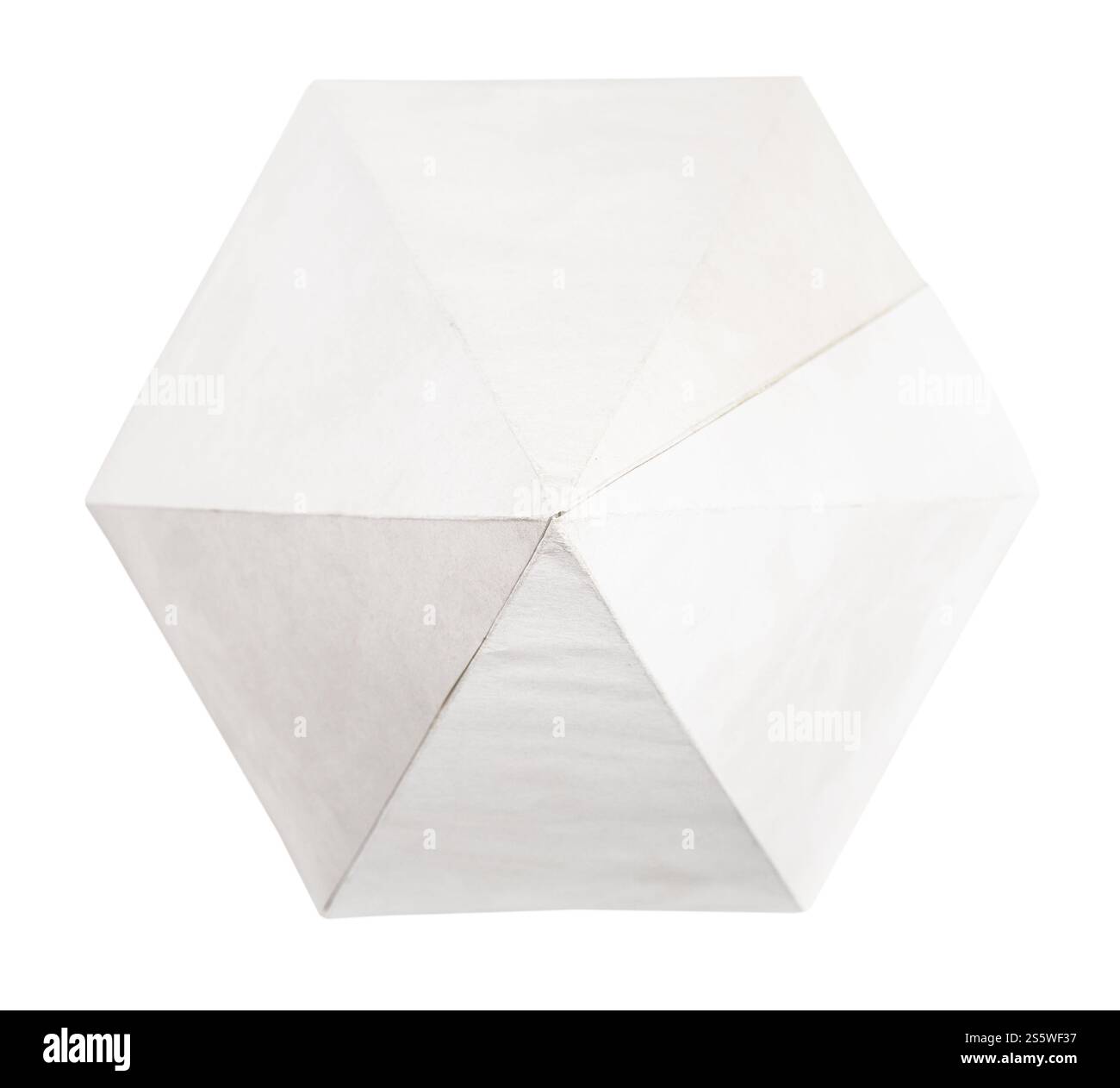 top view of hand-crafted from paper hexagonal pyramid three-dimensional ...