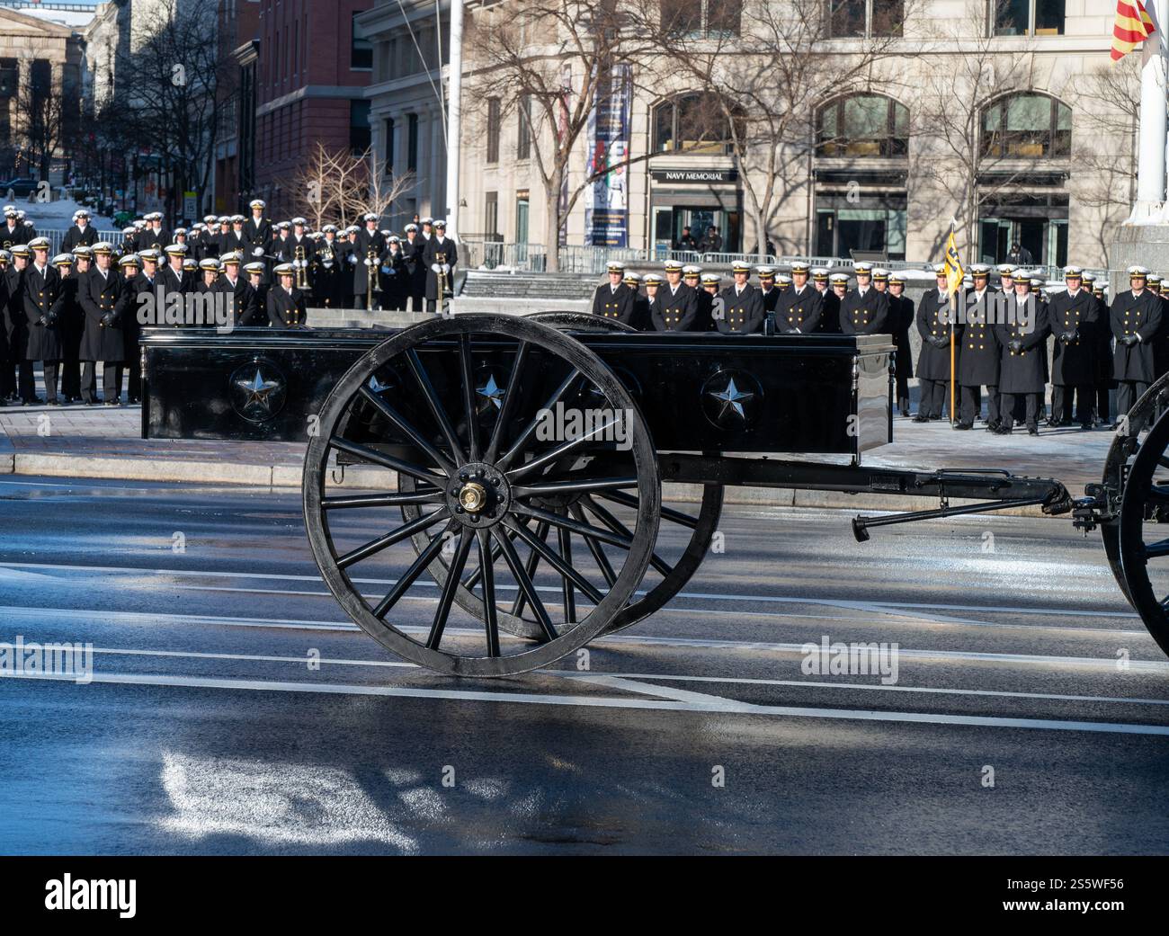 An empty caisson awaits President Jimmy Carter's casket with Naval ...