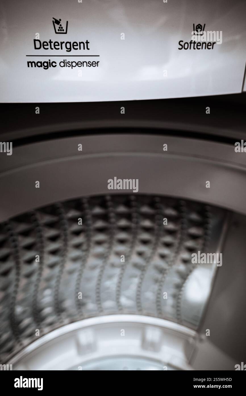Detergent and softener tray inside a top load washing machine Stock ...