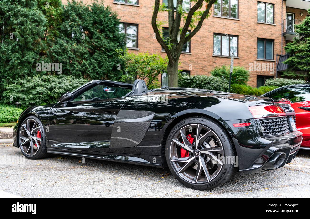 Chicago, Illinois - September 29, 2024: Audi R8 Spyder v10 convertible. Audi R8 Spyder v10 ...