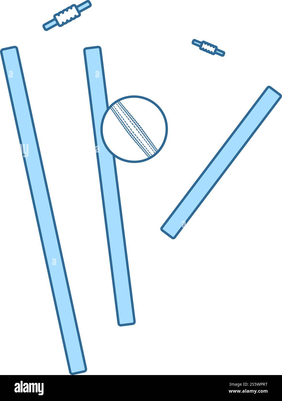 Cricket Wicket Icon. Thin Line With Blue Fill Design. Vector ...