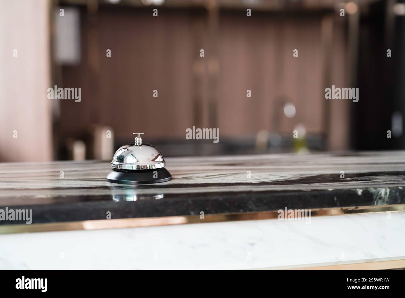 Hotel reception counter desk with service bell. front desk bell for ...