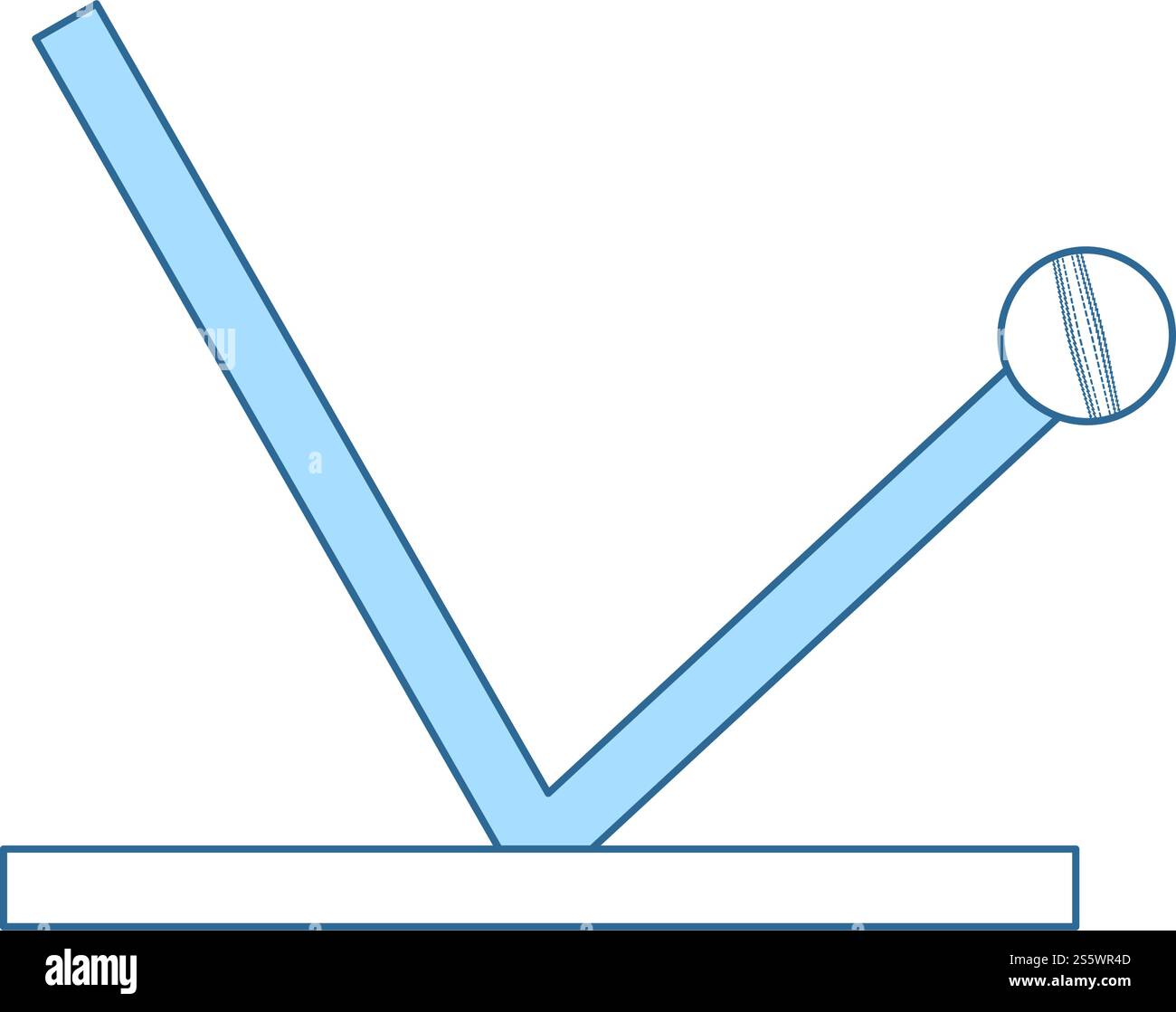 Cricket Ball Trajectory Icon. Thin Line With Blue Fill Design. Vector ...