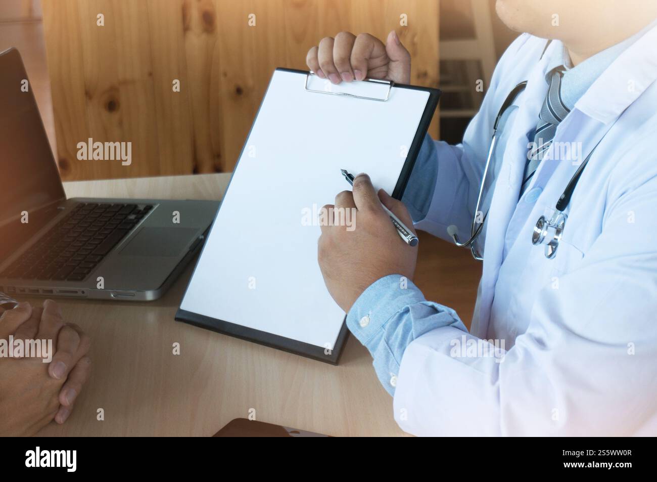 Doctor check body by stethoscope. Healthcare and medical concept ...