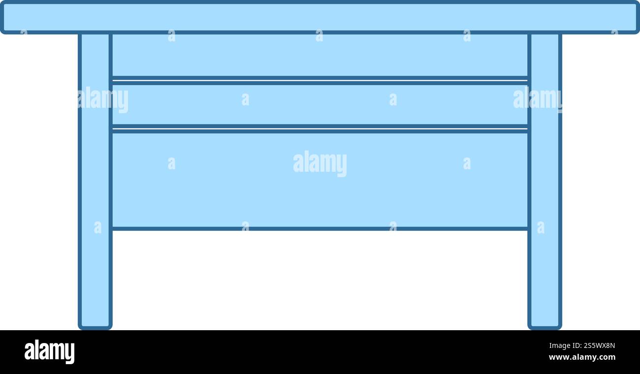 Boss Office Table Icon. Thin Line With Blue Fill Design. Vector ...