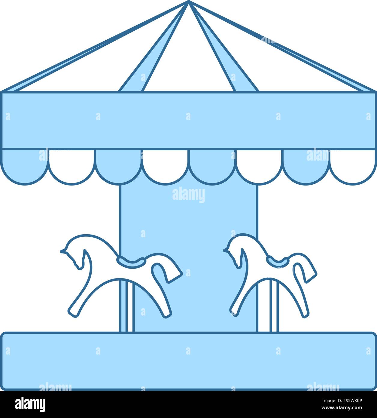 Children Horse Carousel Icon. Thin Line With Blue Fill Design. Vector ...