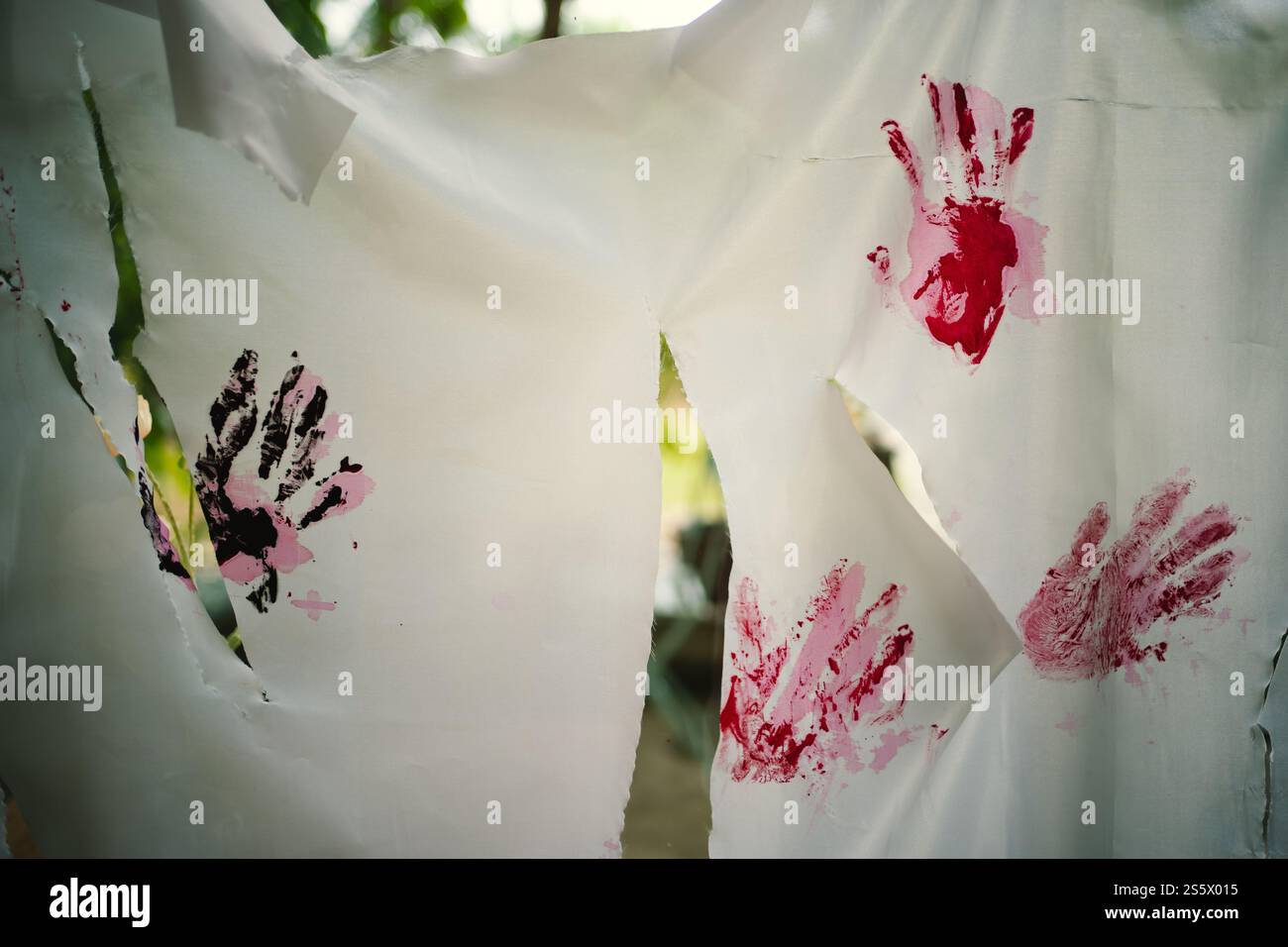 Halloween decorations background. Halloween Scary Bloody hand print ...