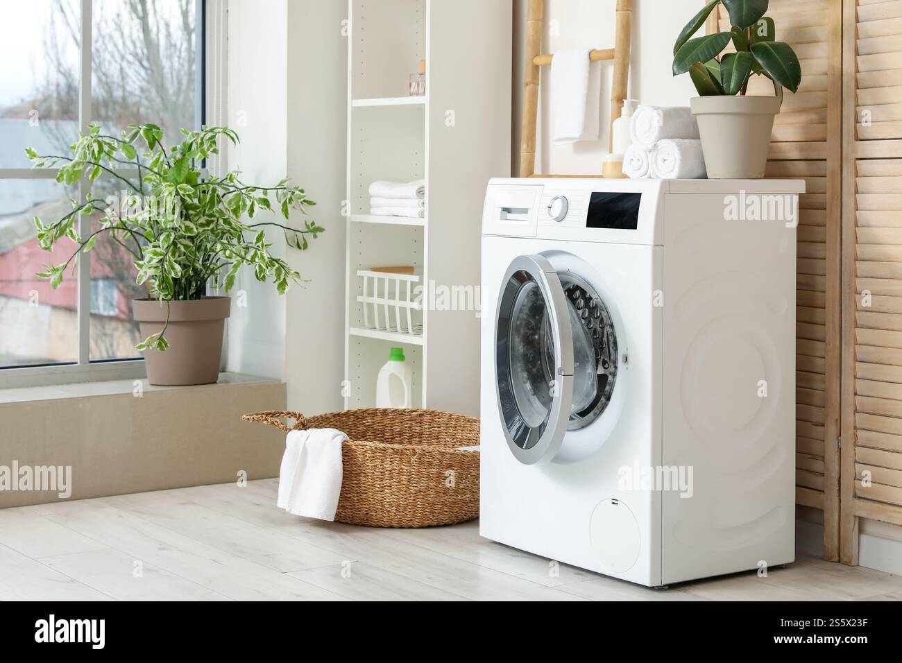Washing machine with black mold in laundry room Stock Photo - Alamy