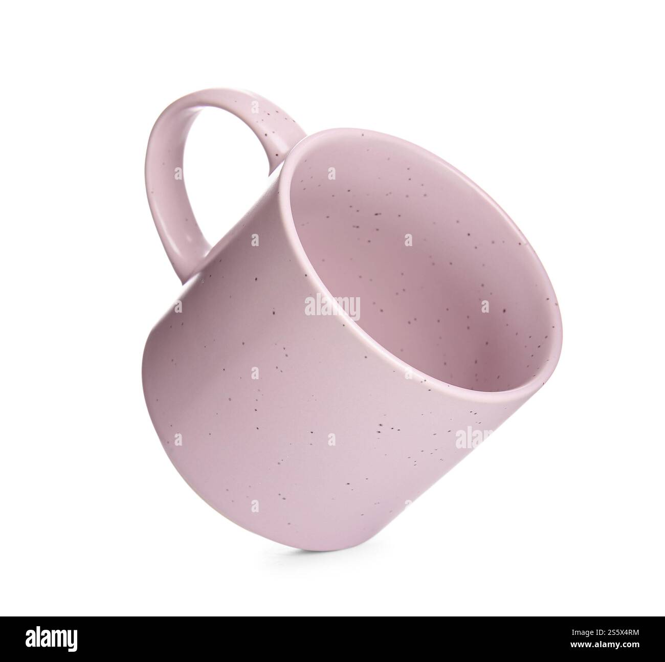 Pink ceramic cup on white background Stock Photo - Alamy