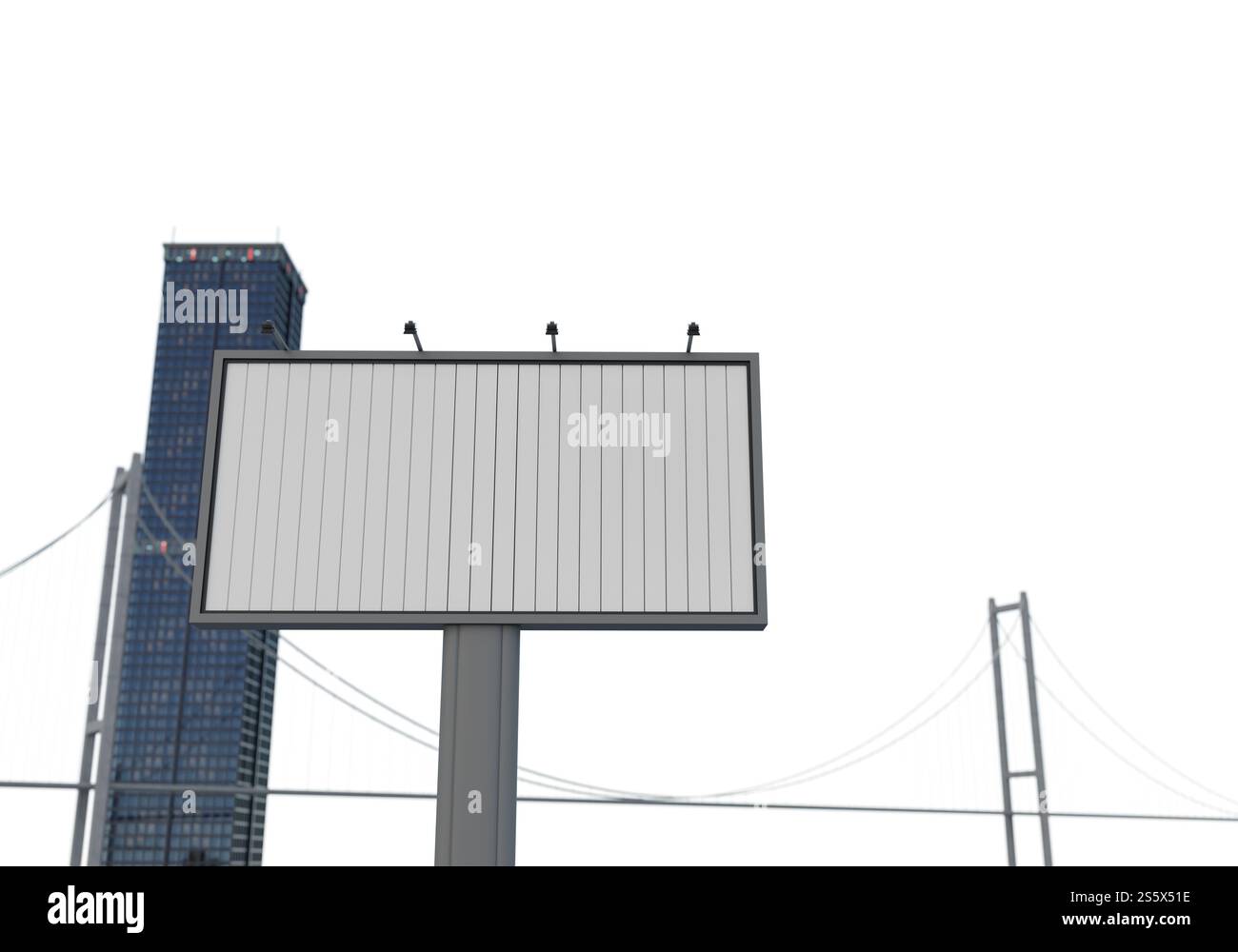 3D illustration mockup blank horizontal outdoors flip billboard near ...
