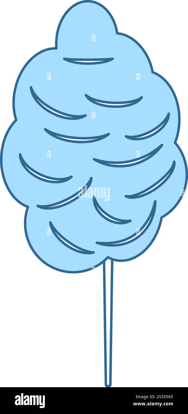 Cotton Candy Icon. Thin Line With Blue Fill Design. Vector Illustration ...