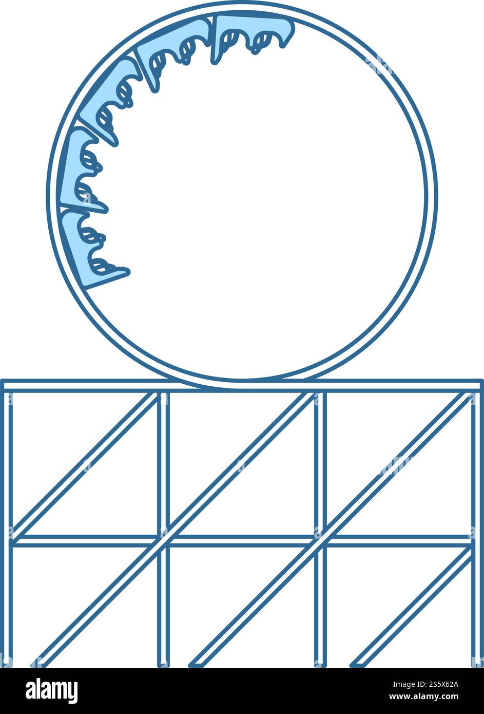 Roller Coaster Loop Icon. Thin Line With Blue Fill Design. Vector ...