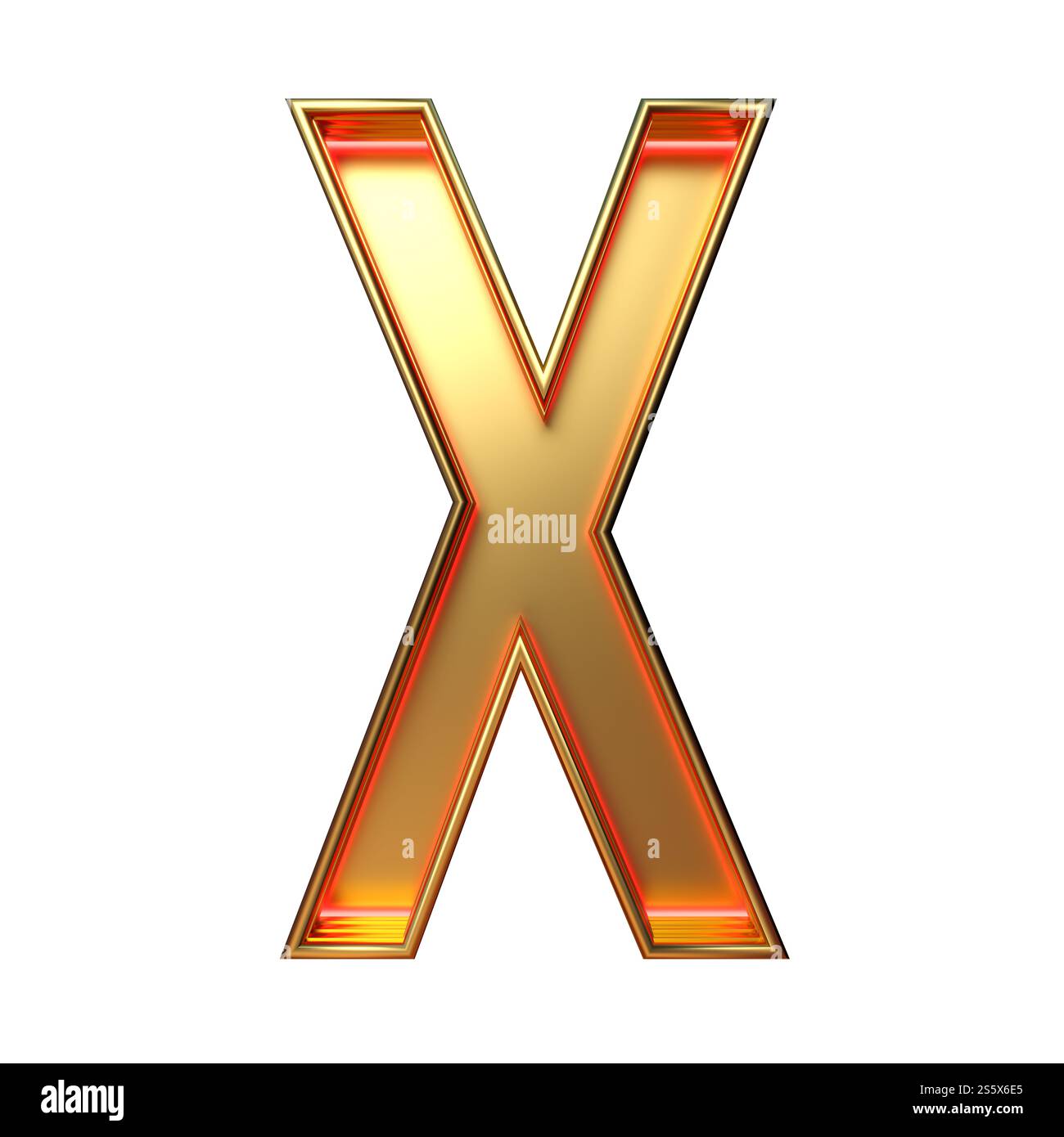 Golden retro font. Red neon. Alphabet letter X isolated on a white ...