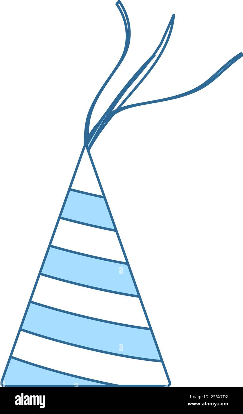 Party Cone Hat Icon. Thin Line With Blue Fill Design. Vector ...