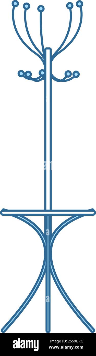Office Coat Stand Icon. Thin Line With Blue Fill Design. Vector ...