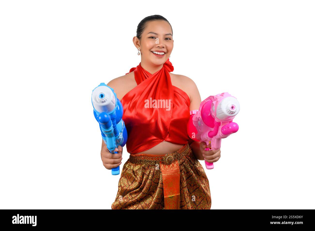 Portrait beautiful woman in Songkran festival with Thai Traditional ...