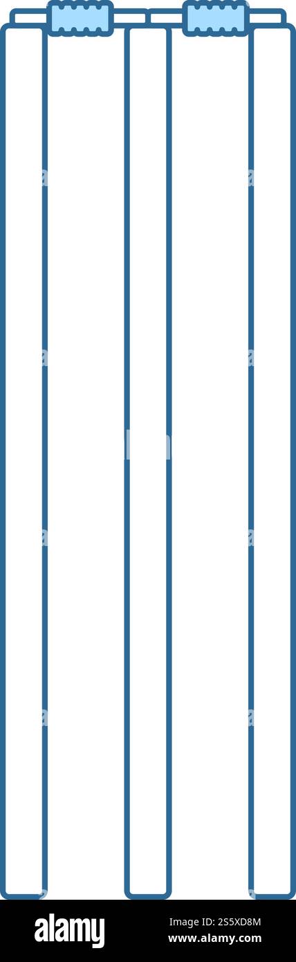 Cricket Wicket Icon. Thin Line With Blue Fill Design. Vector ...