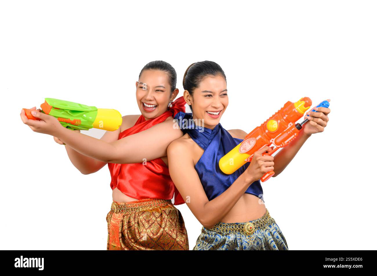 Portrait beautiful woman in Songkran festival with Thai Traditional ...