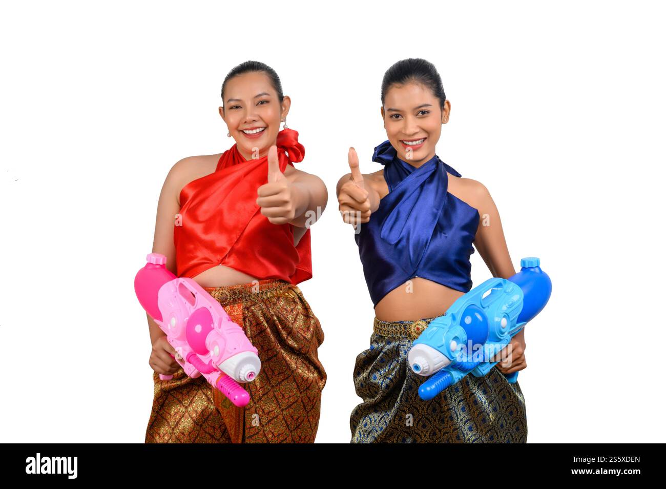 Portrait beautiful woman in Songkran festival with Thai Traditional ...